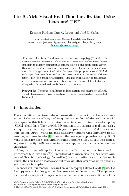 (PDF) LineSLAM: Visual Real Time Localization Using Lines and UKF