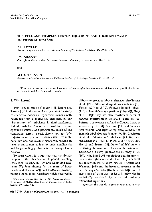 (PDF) The real and complex Lorenz equations and their relevance to physical systems | Mark J ...