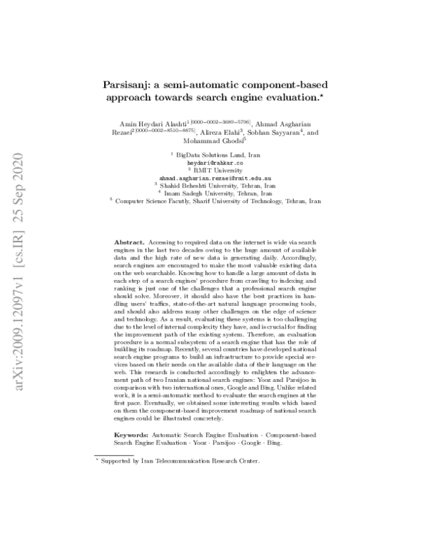 (PDF) Parsisanj: a semi-automatic component-based approach towards search engine evaluation