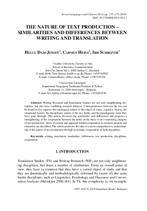 (PDF) The Nature of Text Production – Similarities and Differences ...