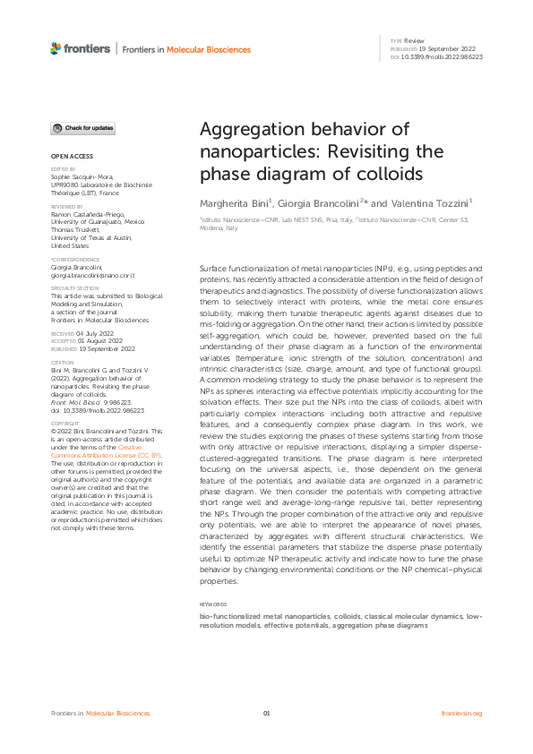 (PDF) Aggregation behavior of nanoparticles: Revisiting the phase ...
