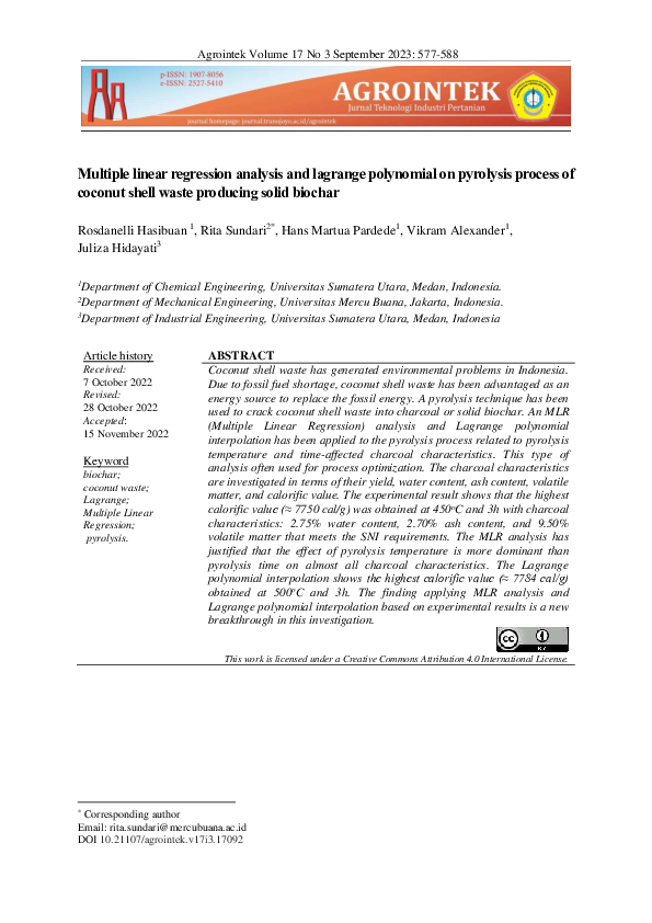 (PDF) Multiple linear regression analysis and lagrange polynomial on ...