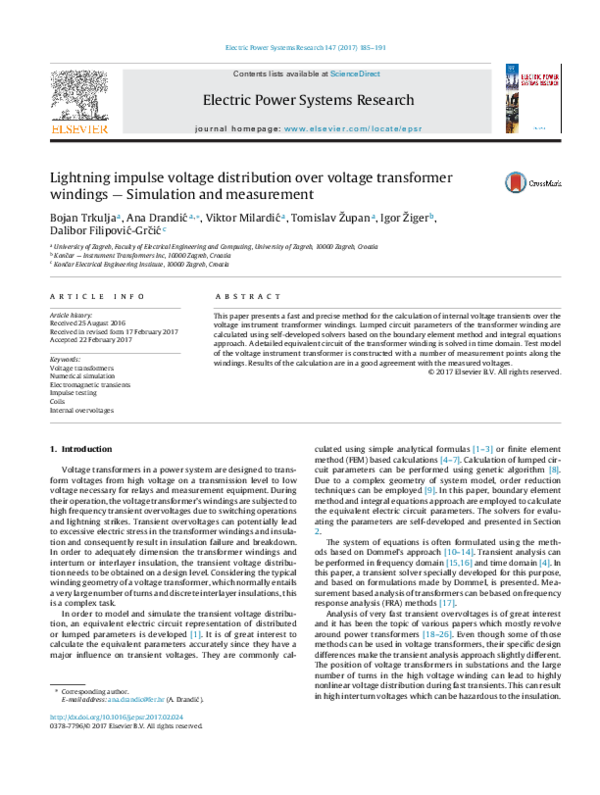 (PDF) Lightning impulse voltage distribution over voltage transformer windings — Simulation and ...