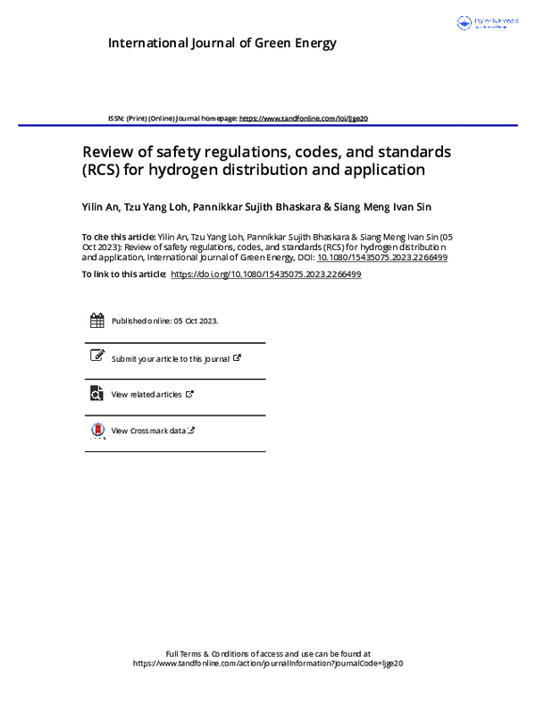 (PDF) Review of safety regulations, codes, and standards (RCS) for ...