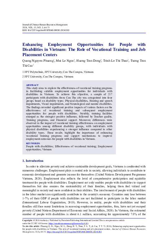 (PDF) Enhancing Employment Opportunities for People with Disabilities ...