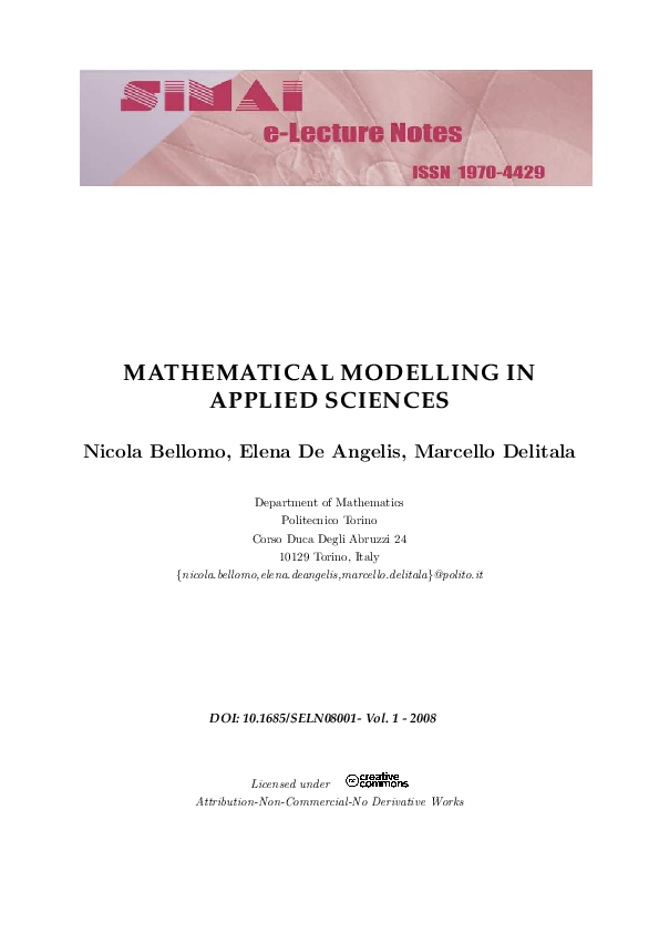 (PDF) Mathematical Modelling in Applied Sciences | Nicola Bellomo - Academia.edu