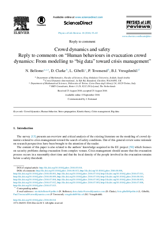 (PDF) Crowd dynamics and safety