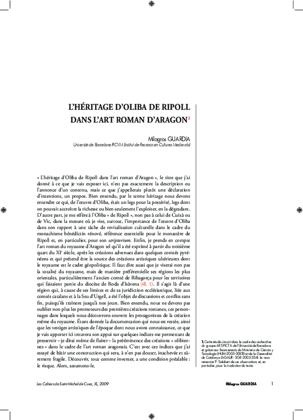 (PDF) L'héritage d'Oliba de Ripoll dans l'Art roman d'Aragon