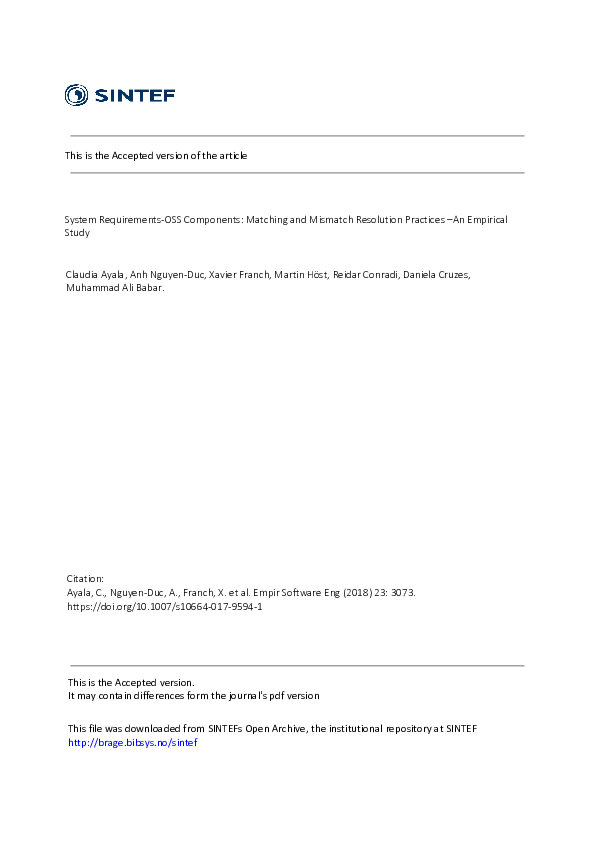 (PDF) System requirements-OSS components: matching and mismatch resolution practices – an ...