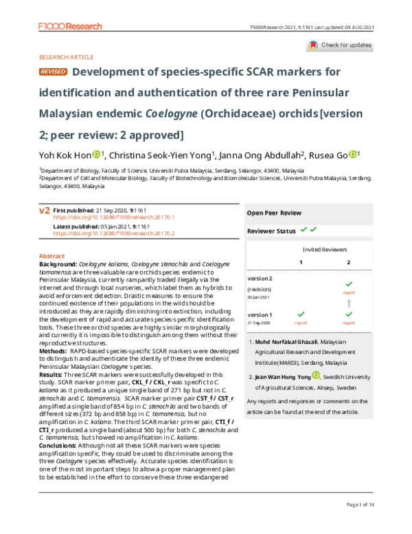 (PDF) Development of species-specific SCAR markers for identification ...