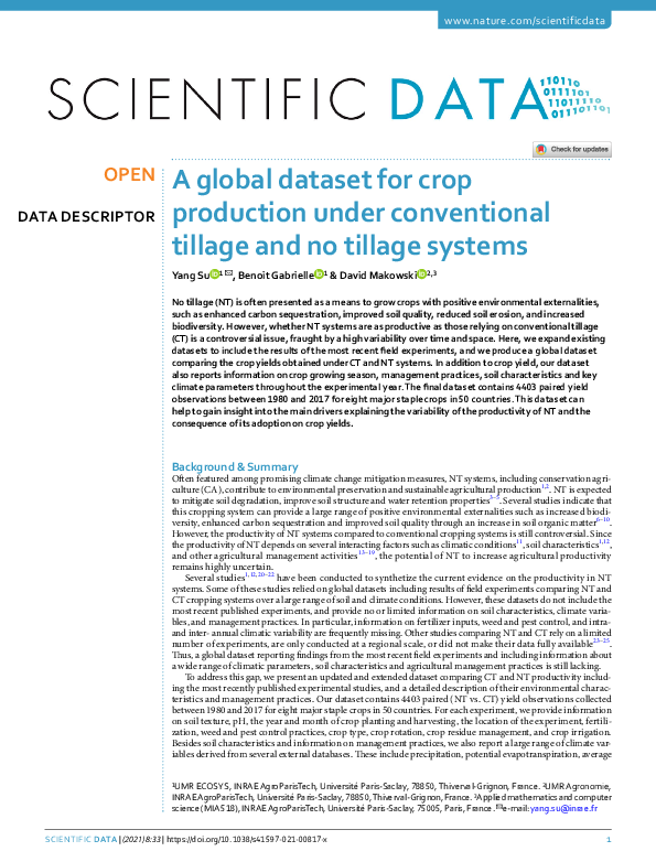 (PDF) A global dataset for crop production under conventional tillage ...