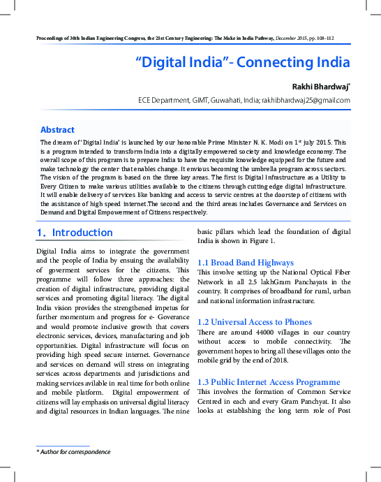 (PDF) “Digital India”- Connecting India