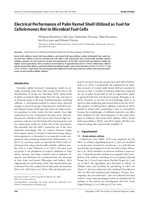 (PDF) Electrical Performance of Palm Kernel Shell Utilized as Fuel for ...