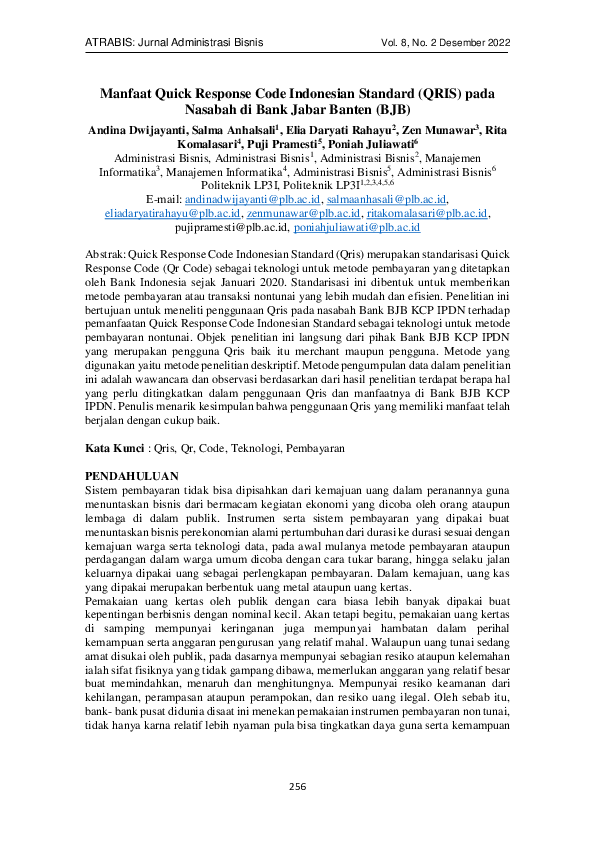 (PDF) Manfaat Quick Response Code Indonesian Standard (QRIS) pada ...