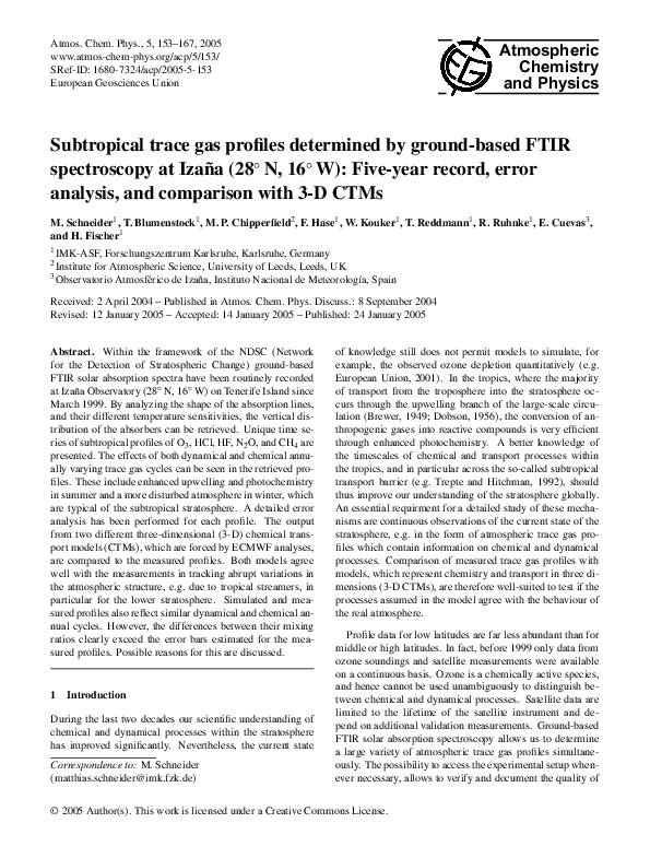 (PDF) Subtropical trace gas profiles determined by ground-based FTIR ...