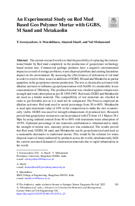 (PDF) An Experimental Study on Red Mud Based Geo Polymer Mortar with ...