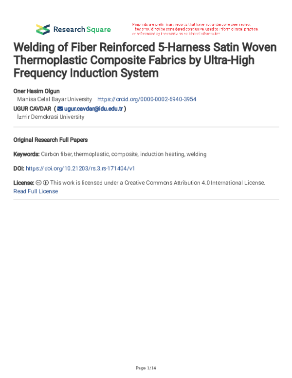 (PDF) Welding of Fiber Reinforced 5-Harness Satin Woven Thermoplastic ...