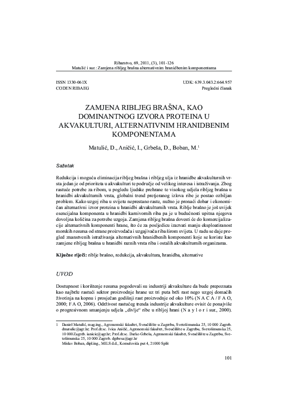 (PDF) Replacement of Fish Meal, as the Dominant Source of Protein in ...