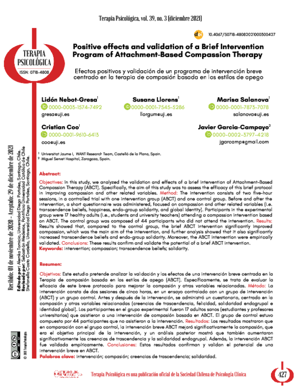 (PDF) Positive effects and validation of a Brief Intervention Program ...