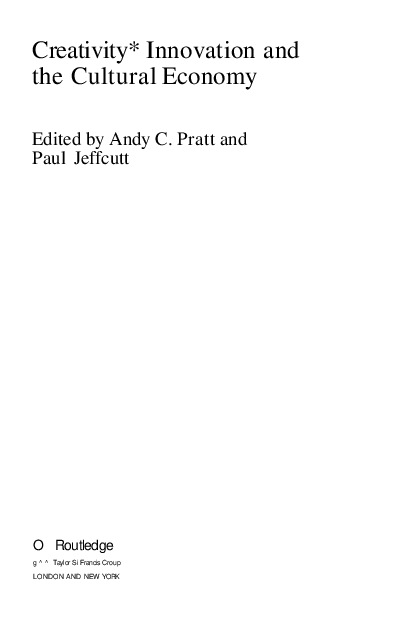 (PDF) Creativity, innovation and the cultural economy