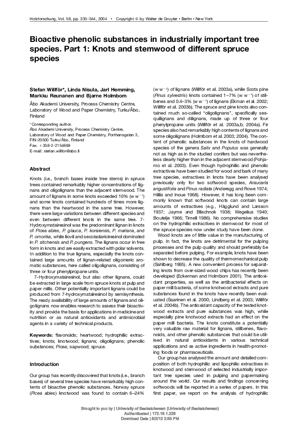 (PDF) Bioactive phenolic substances in industrially important tree ...