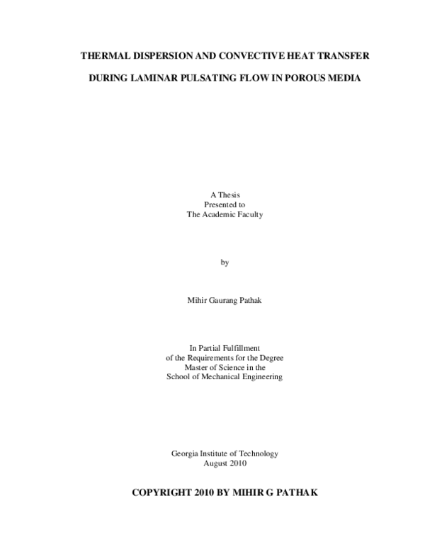 (PDF) Thermal dispersion and convective heat transfer during laminar ...