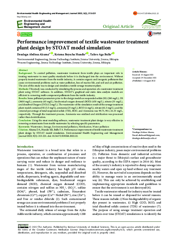 (PDF) Performance improvement of textile wastewater treatment plant ...