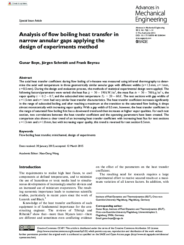 (PDF) Analysis of flow boiling heat transfer in narrow annular gaps ...