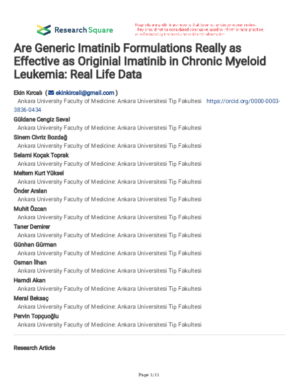 (PDF) Are Generic Imatinib Formulations Really as Effective as ...
