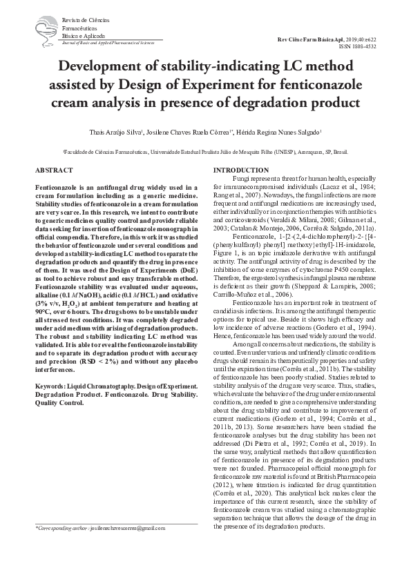 (PDF) Development of stability-indicating LC method assisted by Design of Experiment for ...