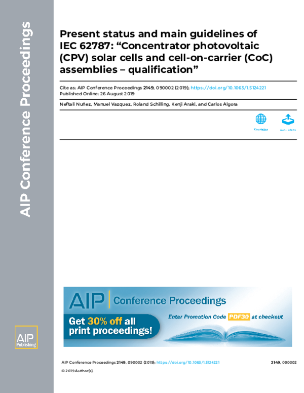 (PDF) Present status and main guidelines of IEC 62787: “Concentrator ...
