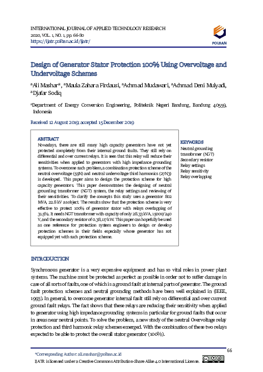 (PDF) Design of Generator Stator Protection 100% Using Overvoltage and ...