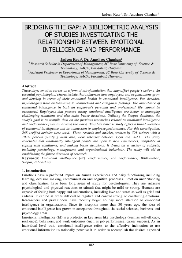 (PDF) BRIDGING THE GAP : A BIBLIOMETRIC ANALYSIS OF STUDIES INVESTIGATING THE RELATIONSHIP ...