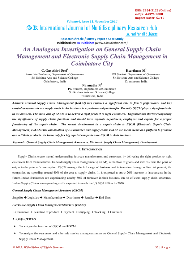 (PDF) An Analogous Investigation on General Supply Chain Management and Electronic Supply Chain ...