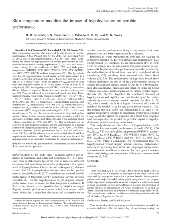 (PDF) Skin temperature modifies the impact of hypohydration on aerobic ...
