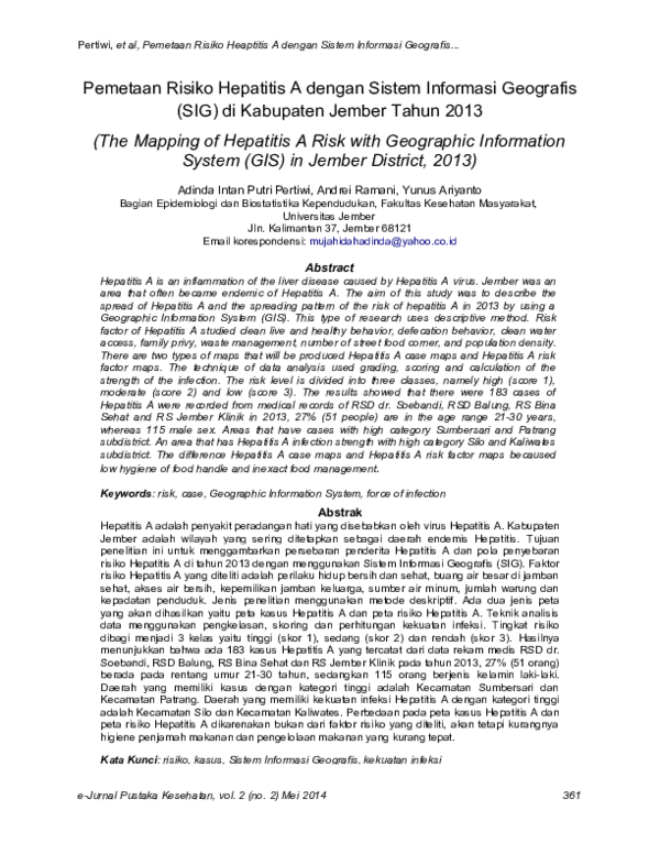 (PDF) Pemetaan Risiko Hepatitis A dengan Sistem Informasi Geografis ...