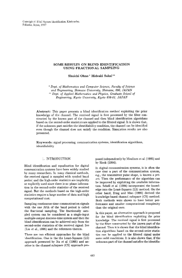 (PDF) Some Results on Blind Identification Using Fractional Sampling