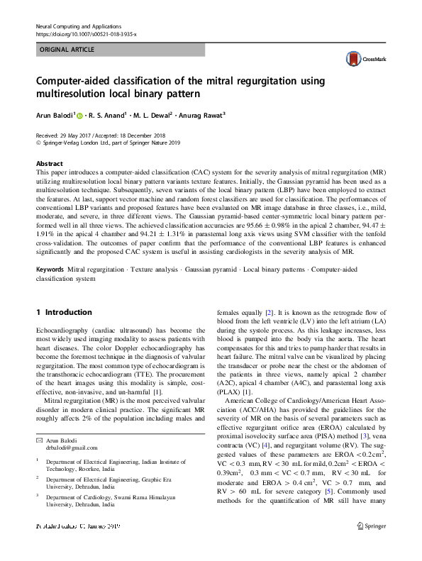 (PDF) Computer-aided classification of the mitral regurgitation using multiresolution local ...