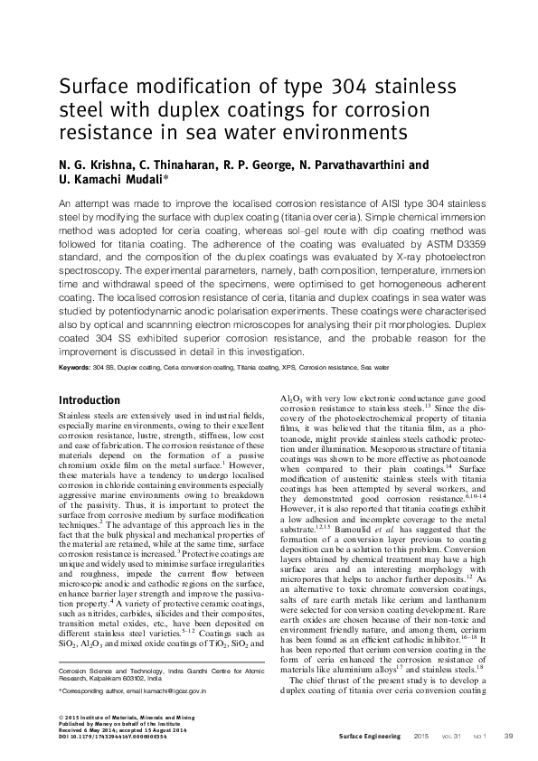 (PDF) Surface modification of type 304 stainless steel with duplex ...