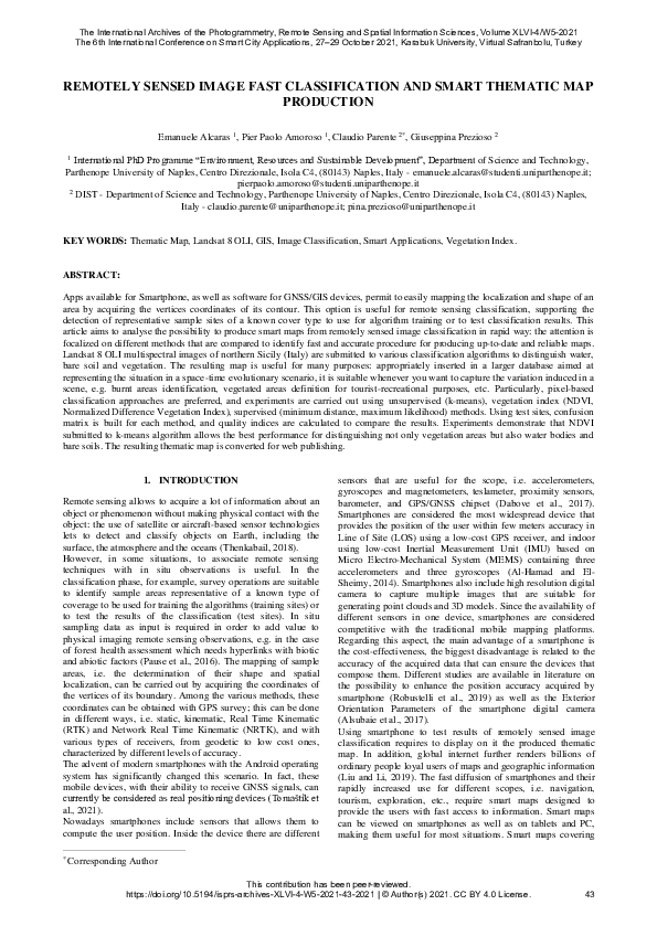 (PDF) Remotely Sensed Image Fast Classification and Smart Thematic Map Production | Parente ...