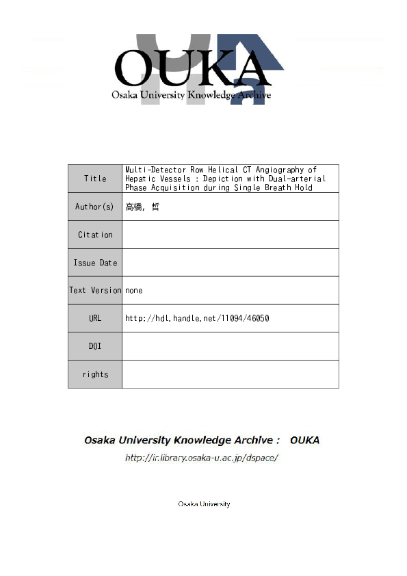 Pdf Multi Detector Row Helical Ct Angiography Of Hepatic Vessels Depiction With Dual Arterial