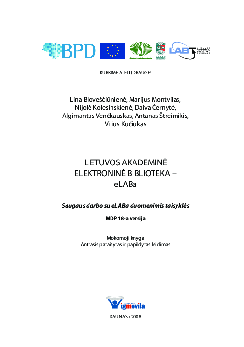 (PDF) Lietuvos akademinė elektroninė biblioteka - eLABa : saugaus darbo ...