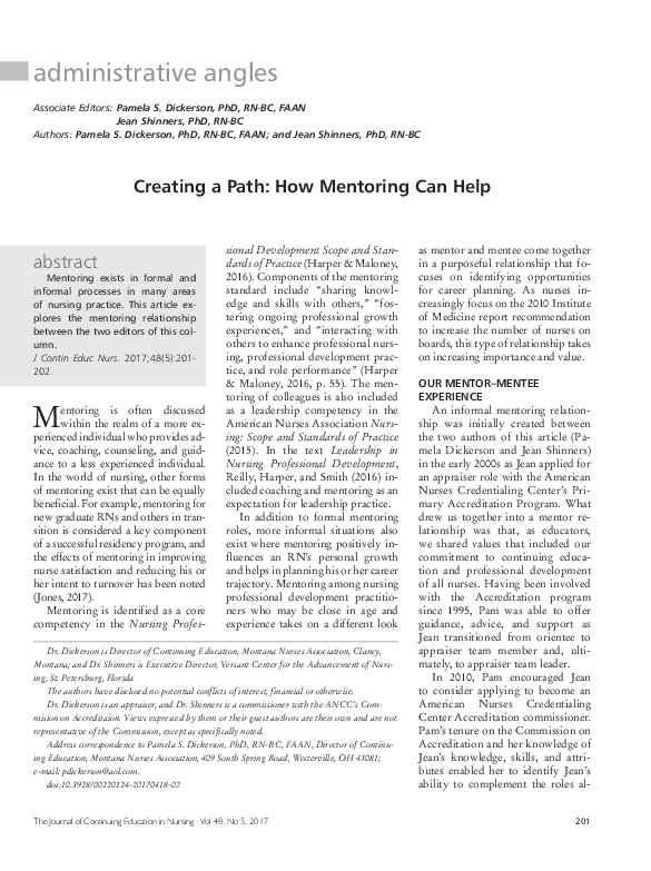 (PDF) Creating a Path: How Mentoring Can Help