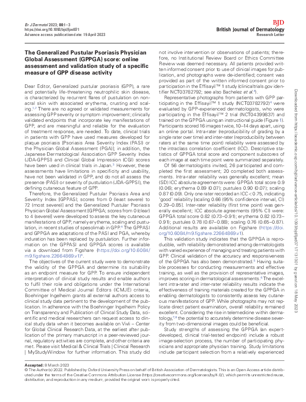 (PDF) The Generalized Pustular Psoriasis Physician Global Assessment ...