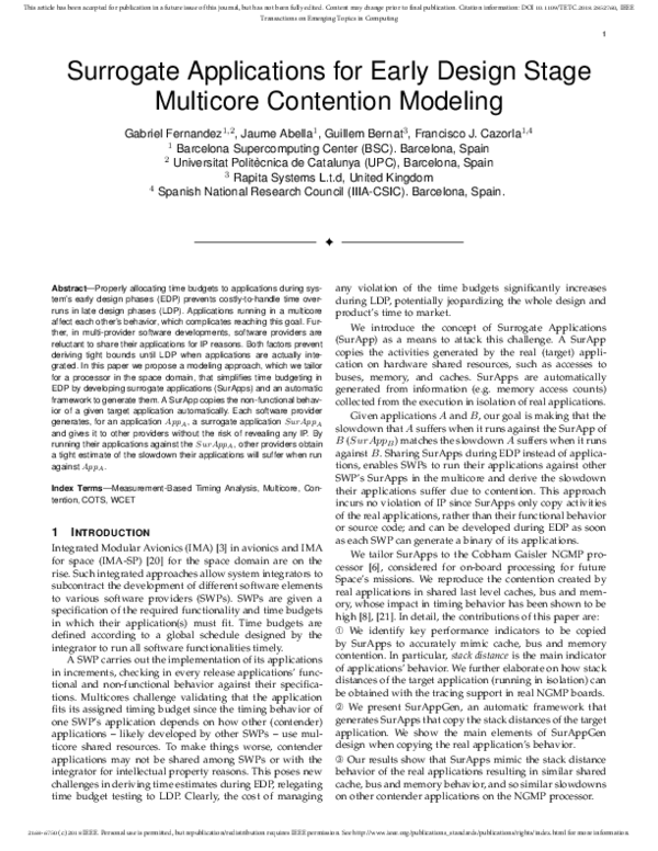 (PDF) Surrogate Applications for Early Design Stage Multicore Contention Modeling | Gabriel ...