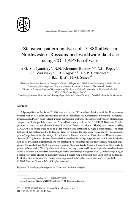 Pdf Statistical Pattern Analysis Of D1s80 Alleles In Northwestern Russians And Worldwide