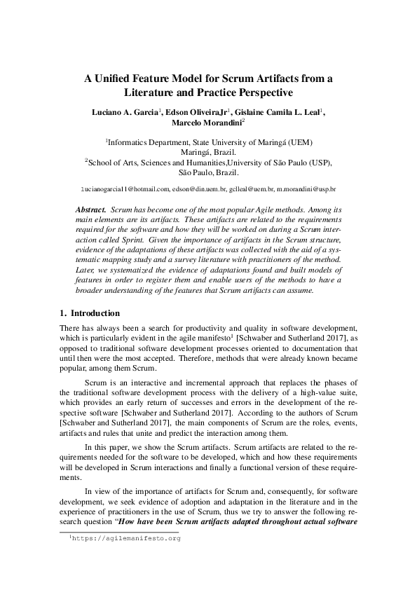 (PDF) A Unified Feature Model for Scrum Artifacts from a Literature and ...