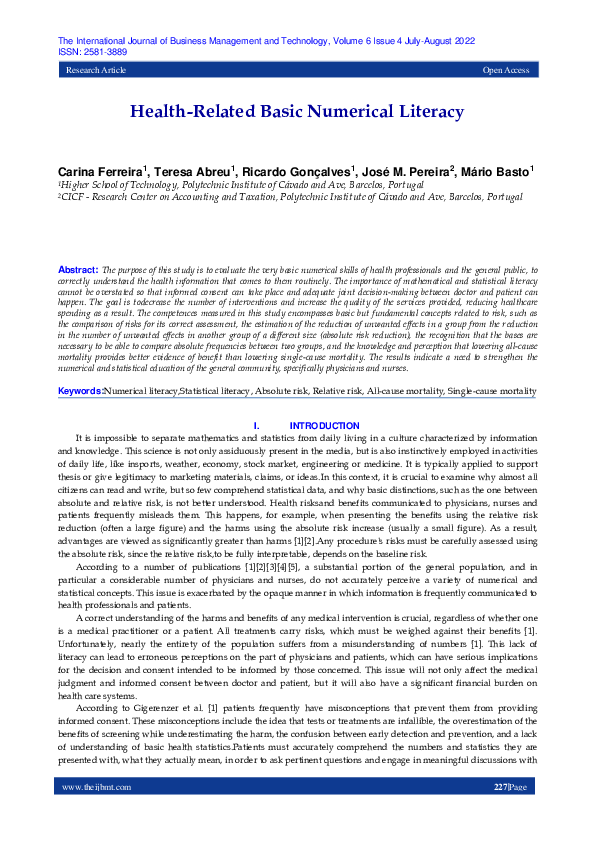 (PDF) Health-Related Basic Numerical Literacy