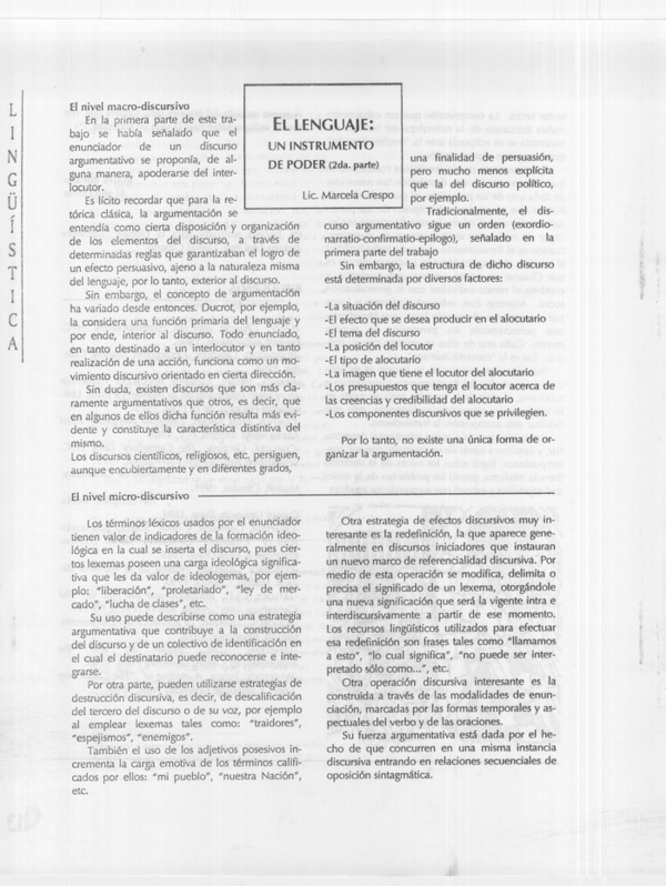 (PDF) El lenguaje: un instrumento de poder (2ª parte)