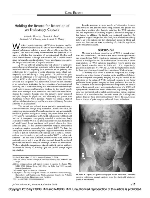 (PDF) Holding the Record for Retention of an Endoscopy Capsule